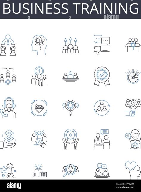 Business Training Line Icons Collection Management Coaching Career