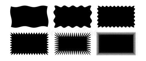 Zig Zag Edge Shape Collection Black Jagged Rectangle Square Circle Pentagon Ellipse Form