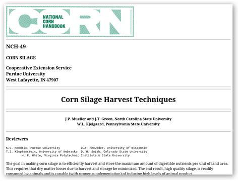 Corn Silage Harvest Techniques
