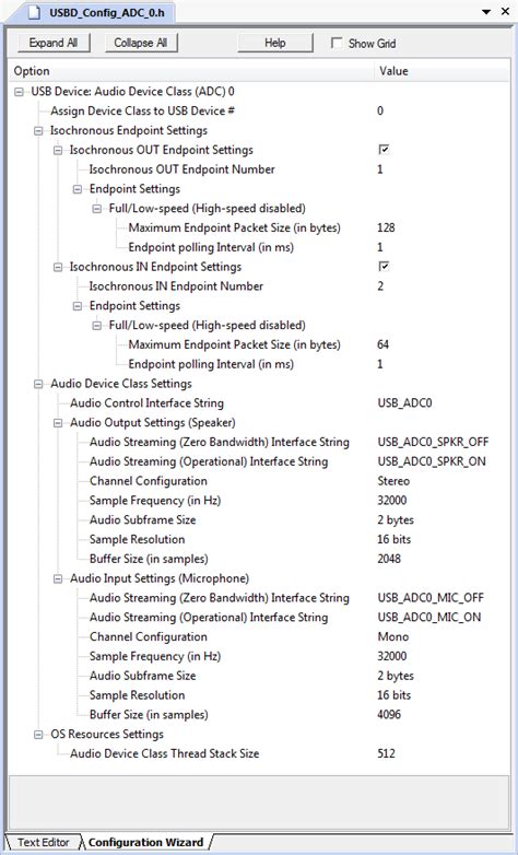 USB Component Configuration