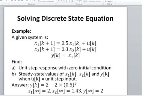 Solved Solving Discrete State Equation Find Unit Step Chegg Com