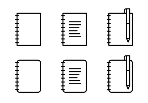 Notepad Icon Notebook Symbol Document Pages Illustration Writing Pad Icon Set