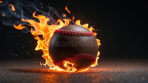Digital Illustration Of A Baseball On Fire Stock Illustration