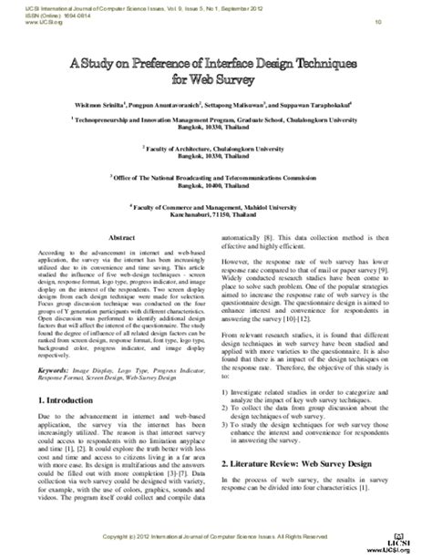 Pdf A Study On Preference Of Interface Design Techniques For Web Survey