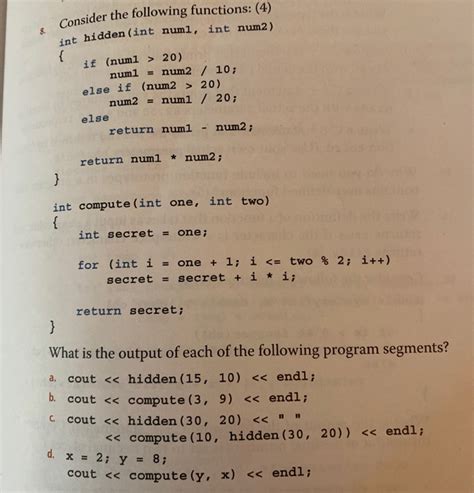 solved 8 consider the following functions 4 int hidden