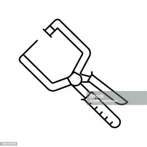 직각 클램프 목수 공구 라인 아이콘 벡터 일러스트레이션 갈고리 발톱에 대한 스톡 벡터 아트 및 기타 이미지 갈고리 발톱 개인 장식품 계기판 측정기 Istock