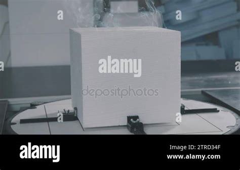 Process Of Creating Volumetric Figures Cube Of Expanded Polystyrene