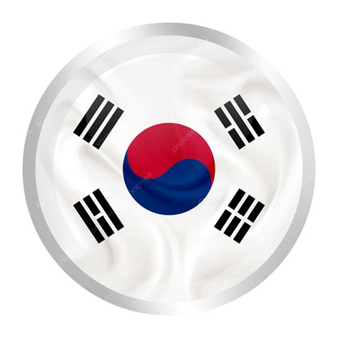 South Korea Flag Vector With Circle Silver Frame South Korea Round