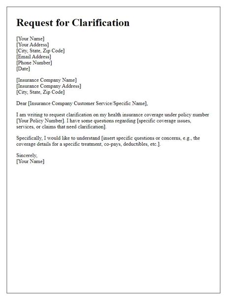 Letter Template For Health Insurance Policy Query Free Samples In Pdf Letterin