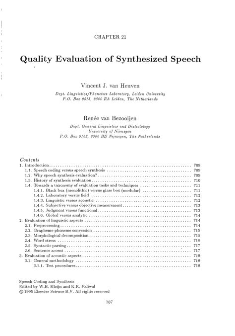Pdf Quality Evaluation Of Synthesized Speech