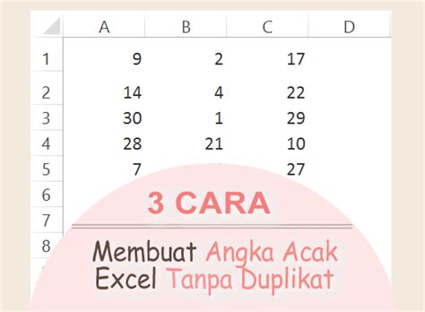 3 Cara Membuat Angka Acak Excel Tanpa Duplikat