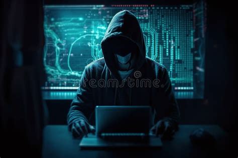 hacker using abstract laptop with binary code digital interface cyber