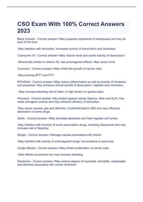 Cso Exam With 100 Correct Answers 2023 Cso Stuvia Us