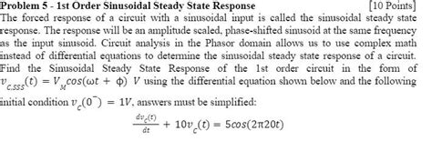 Solved Problem St Order Sinusoidal Steady State Chegg