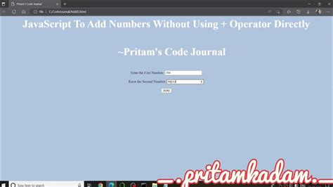 Javascript Program To Add Numbers Without Addition Operator Youtube