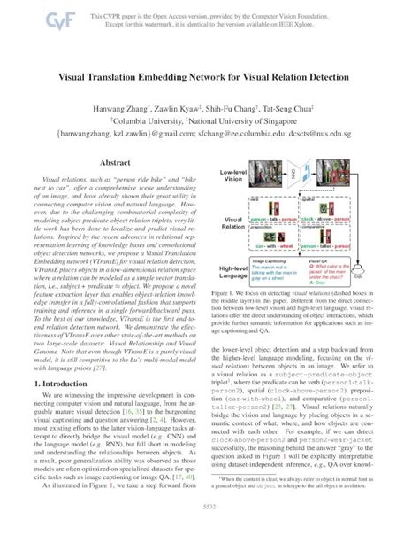 Pdf Visual Translation Embedding Network For Visual Relation