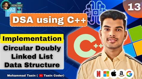 Implementation Of Circular Doubly Linked List Data Structure Dsa Using C Youtube