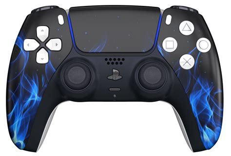tcp blue flames ps5 controller with white buttons and back shell the