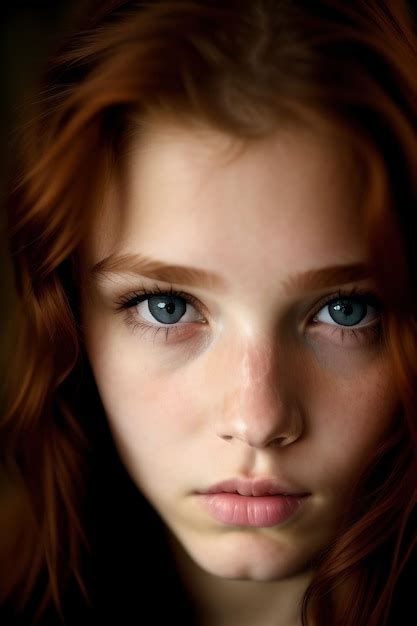 Premium Photo Innocent Radiance Closeup Portrait Of A Petite Redhead