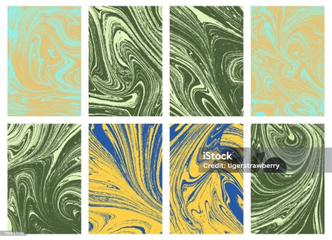 현대적인 디자인 대리석 디자인의 집합입니다 컬러 밝은 액체 페인트의 추상 대리석 질감 스플래시 트렌드 페인트 디자인 프리젠 테이션 인쇄 전단지 명함 초대장 달력 사이트 포장