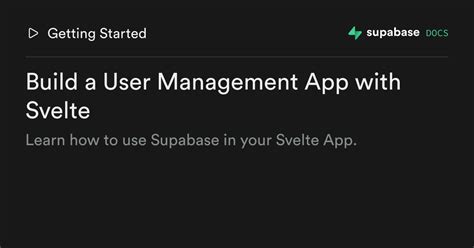 build a user management app with svelte supabase docs
