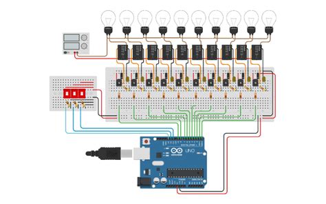Circuit Design Práctica 4 1 Juego De Luces 10 Canales Tinkercad