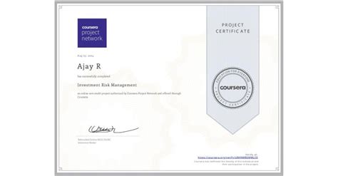 Ajay R On Linkedin Completion Certificate For Investment Risk Management
