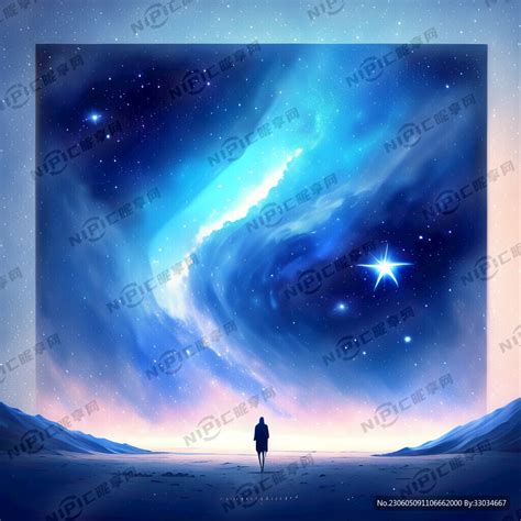 Ai创作图蓝色 星空 星星 昵图网