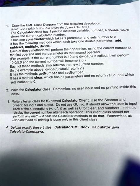 solved draw the uml class diagram from the following description hint