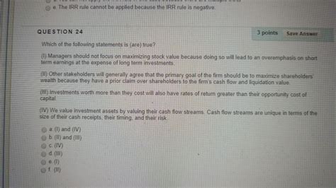 Solved O E The IRR Rule Cannot Be Applied Because The IRR Chegg Com