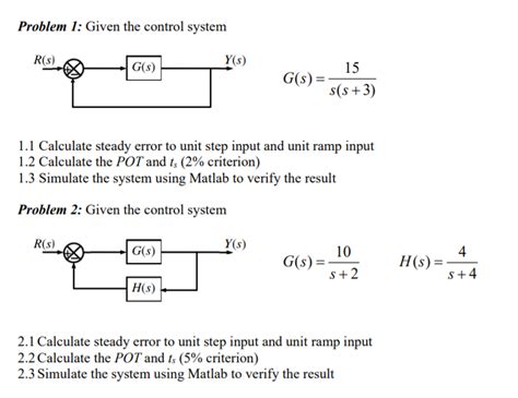 solved problem 1 given the control system r s y s g s 15
