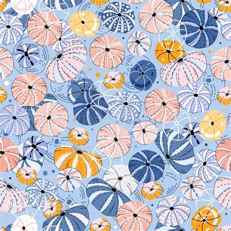 Sea Urchin Shell Seamless Pattern Ocean Reef Underwater Creature