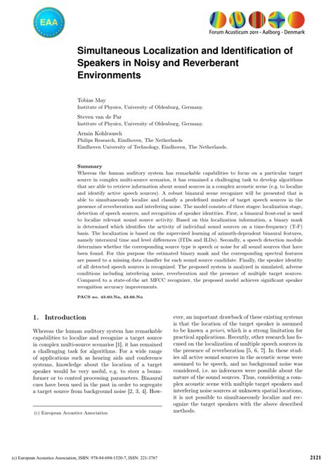 Pdf Simultaneous Localization And Identification Of Speakers In Noisy