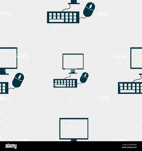 Computer Widescreen Monitor Keyboard Mouse Sign Icon Seamless Abstract Background With