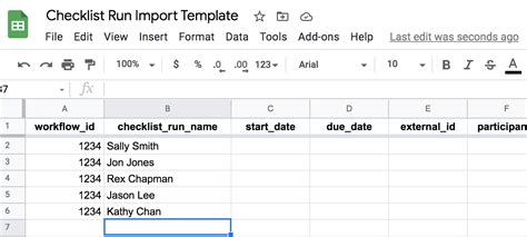Import Multiple Checklist Runs From A Spreadsheet
