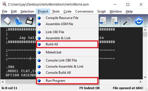 Win32 X86 Assembly Hello World Jays Journal