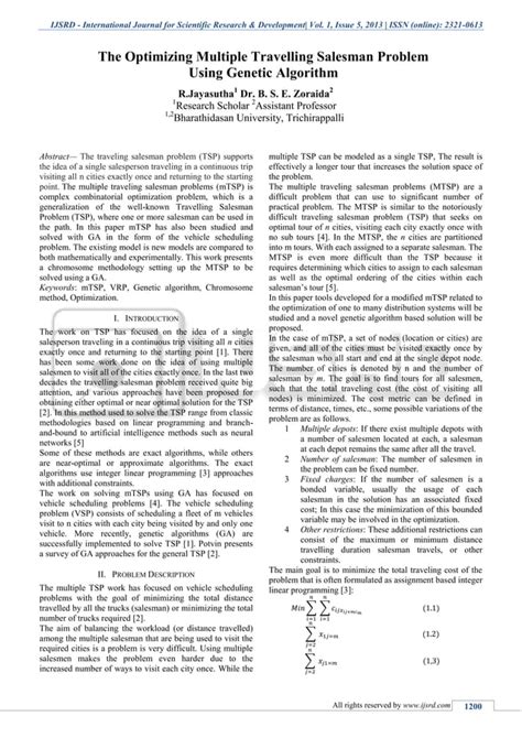 The Optimizing Multiple Travelling Salesman Problem Using Genetic