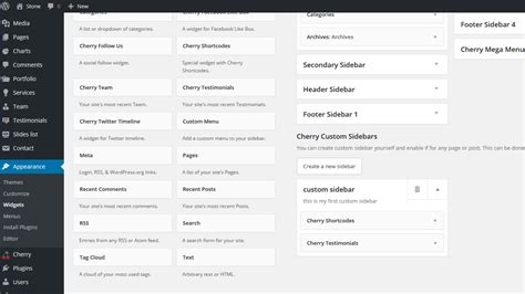 cherry framework 4 how to add custom sidebars and assign them to pages