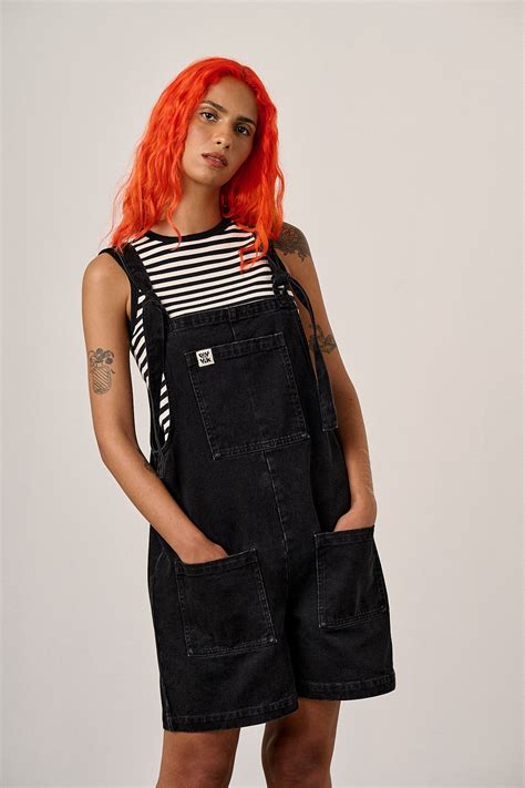 Original Shorts Cotton Dungaree Shorts In Washed Black Lucy And Yak