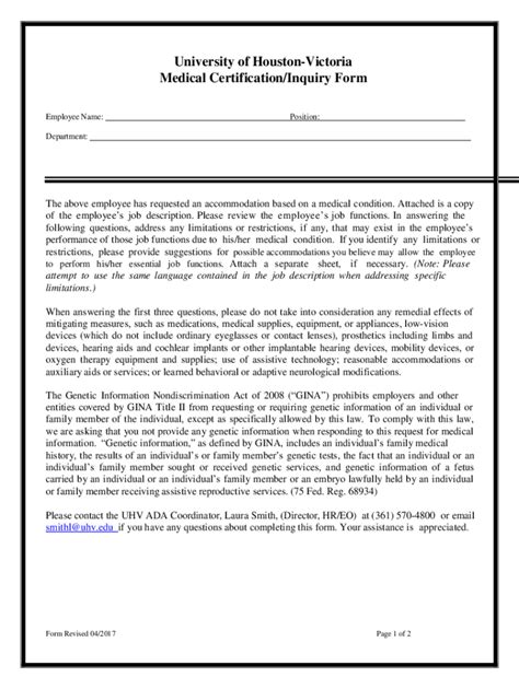 Fillable Online Request For Workplace Accommodation Form University