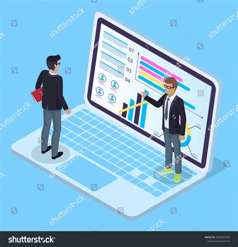 Isometric Laptop Charts Diagram Infochart Screen Stock Vector Royalty