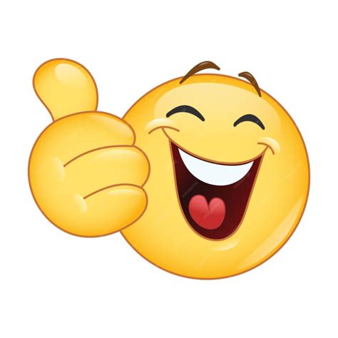 Premium Vector A Smiling Yellow Emoji With A Thumbs Up
