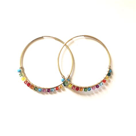 Multi Color Beaded Hoops — Jennifer Tuton Jewelry