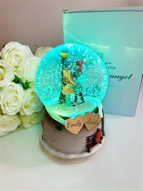 Custom Couple Snow Globe Autumn Decor Babefriend Vday Day Gift For Him Girlfriend Birthday