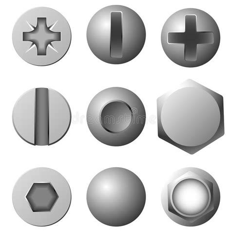 Fasteners Vector Set Screws Bolts Rivets