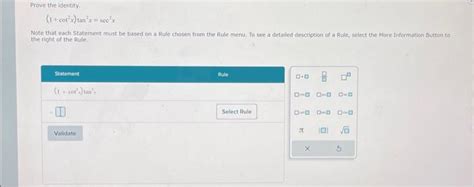 Solved Prove The Identity 1 Cot2x Tan2x Sec2x Note That Chegg Com