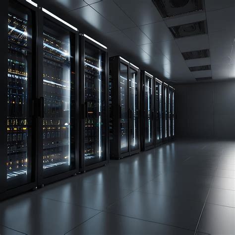 A Modern Data Center With Rows Of Illuminated Server Racks Premium Ai Generated Image