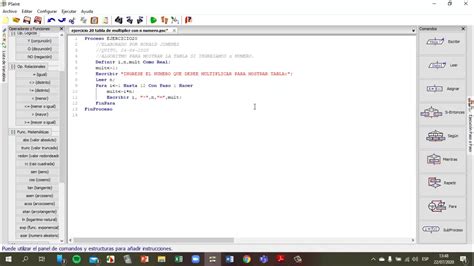 EJERCICIO 20 Algoritmo para mostrar la tabla si ingresamos n número