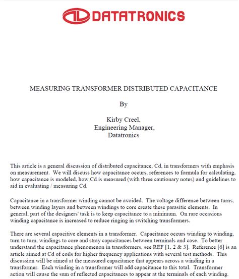 Measuring Transformer Distributed Capacitance Electronic Products