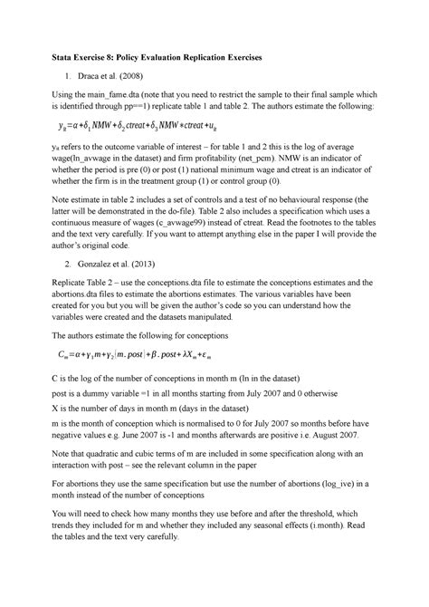 Stata Exercise 8 Draca Et Al 2008 Using The Mainfame Note That